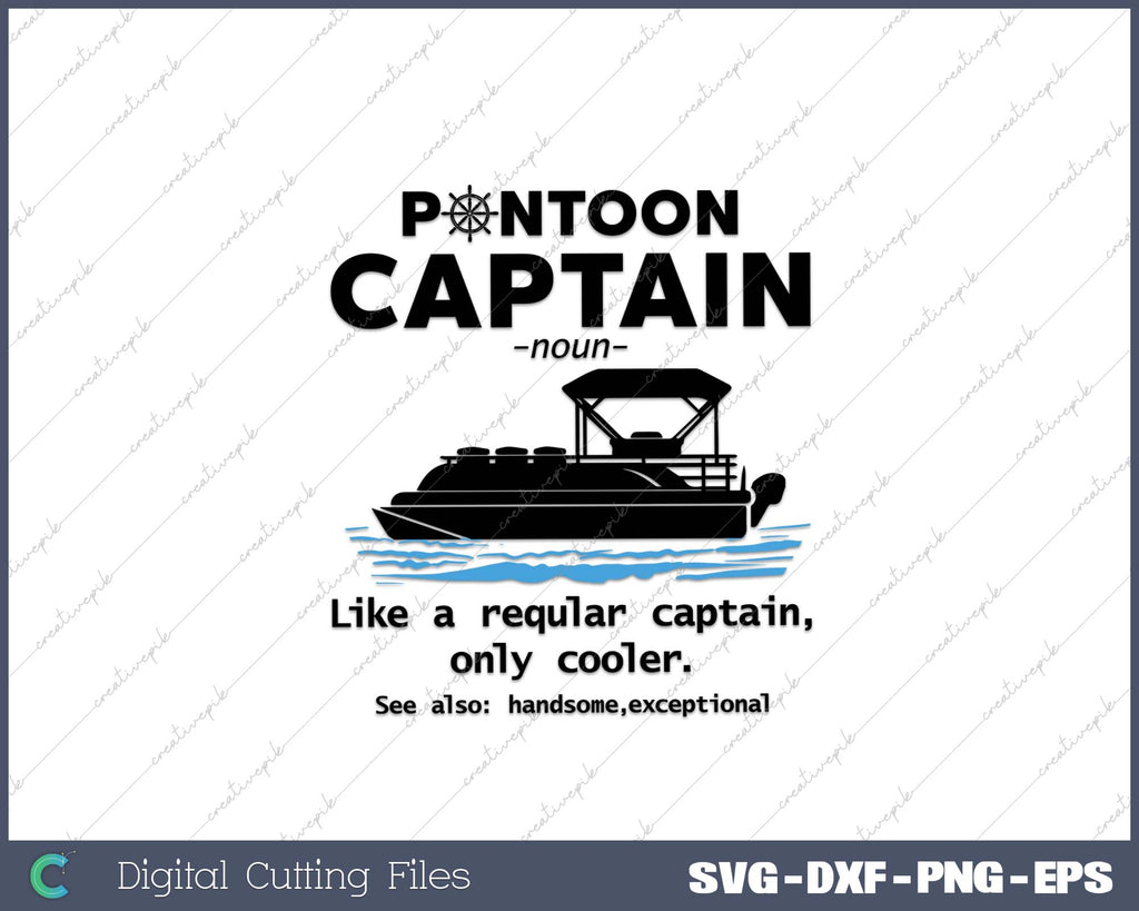 Pontoon Captain Definition Funny Pontoon Boat Boating SVG Cut files ...